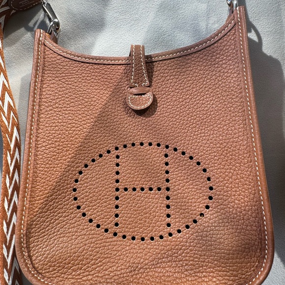Hermes | Bags | Hermes Mini Evelyn Bag In Gold 223 | Poshmark